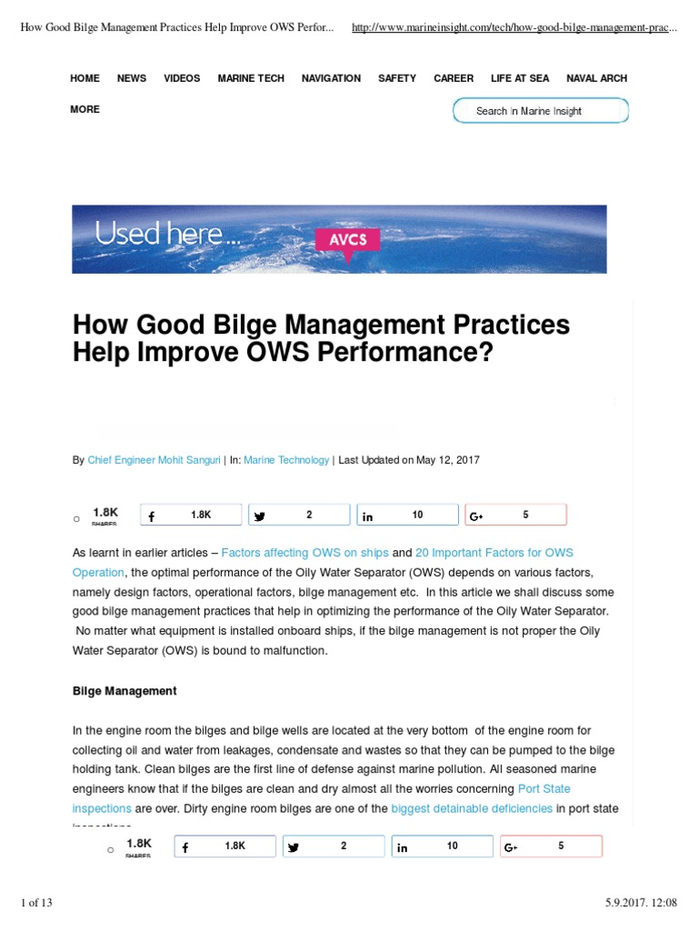 Bilge Management Practices | PDF | Chemical Engineering | Liquids