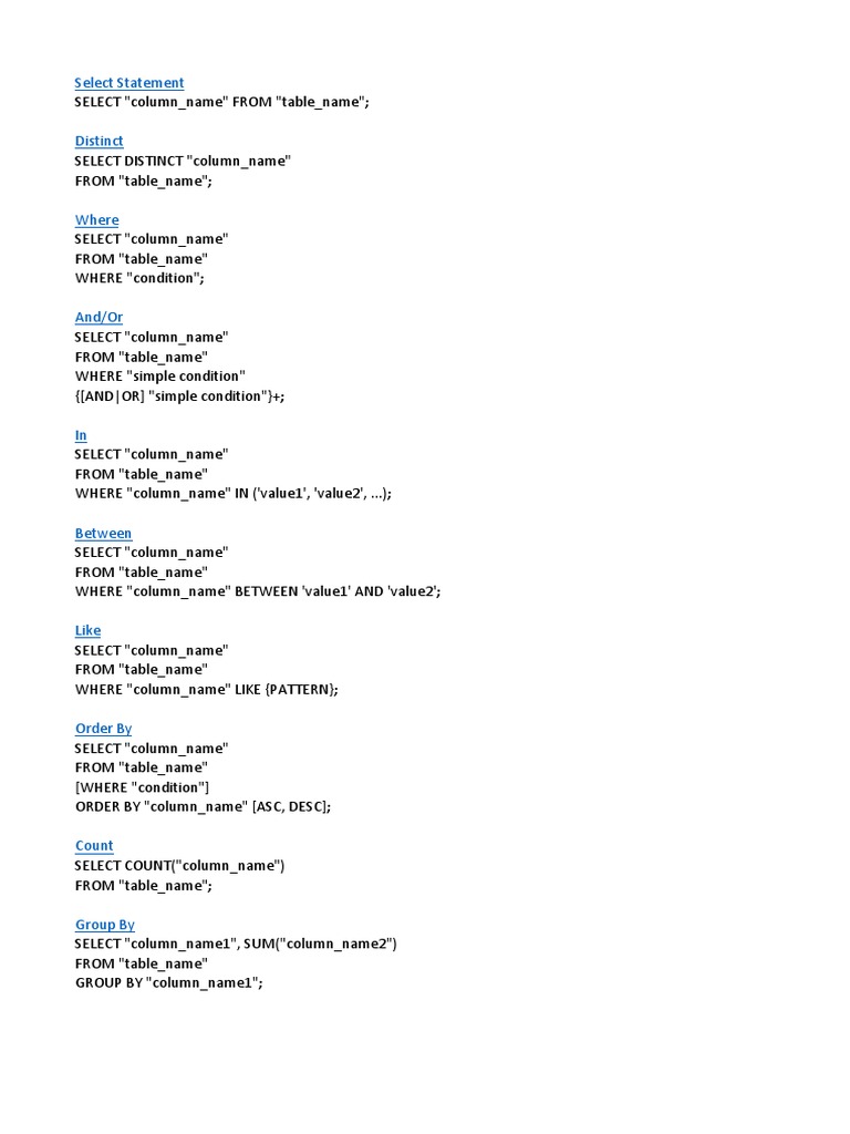 Select Statement | PDF