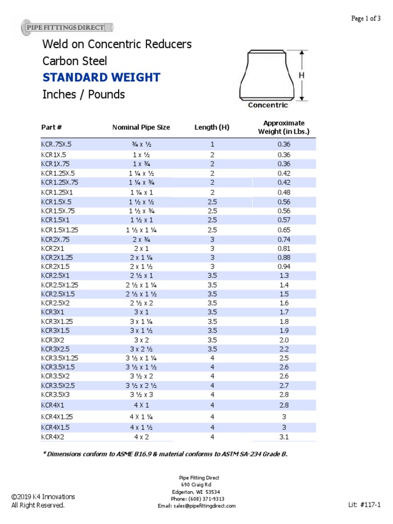 Sched 40 Concentric Reducers - Carbon Steel-2 | Download Free PDF ...