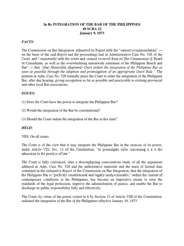 In Re Integration of The Bar of The Philippines | PDF