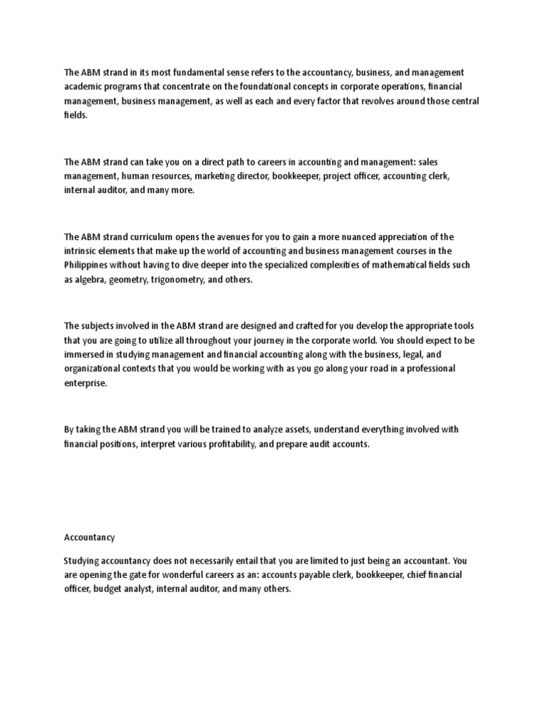 The ABM Strand | PDF | Accounting | Management Accounting