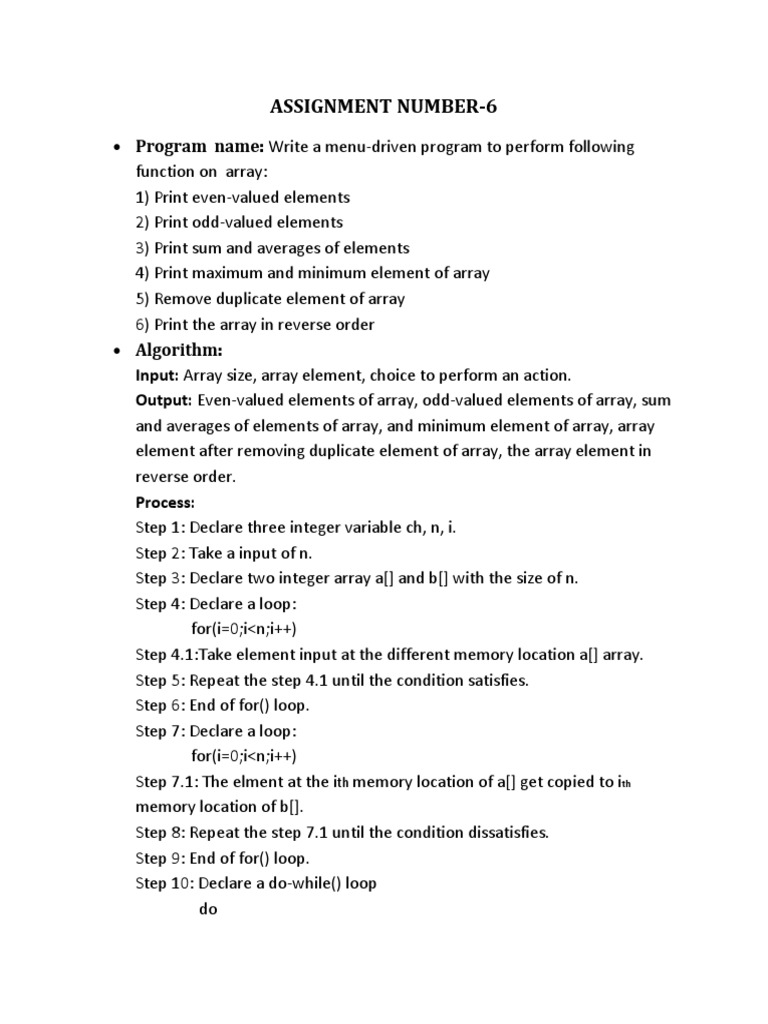Assignment Number 6 | PDF | Control Flow | Array Data Structure