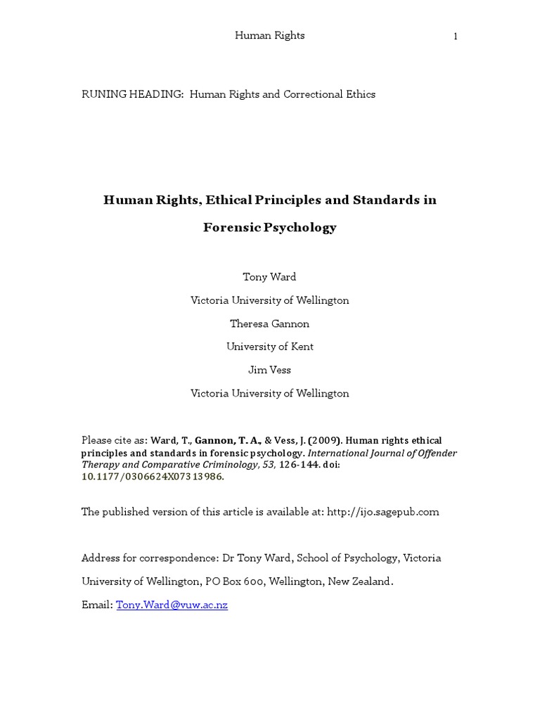 Human Rights Ethical Principles and Stan PDF | PDF | American Psychological Association | Psychology