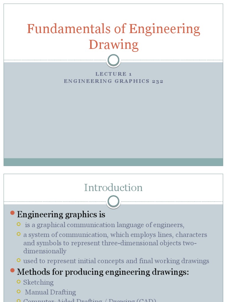 Fundamentals of Engineering Drawing: An Introduction to Engineering Graphics, Sketching, Manual ...