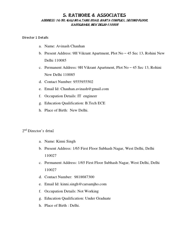 Documents Required For Private Limited Company Registration | PDF ...