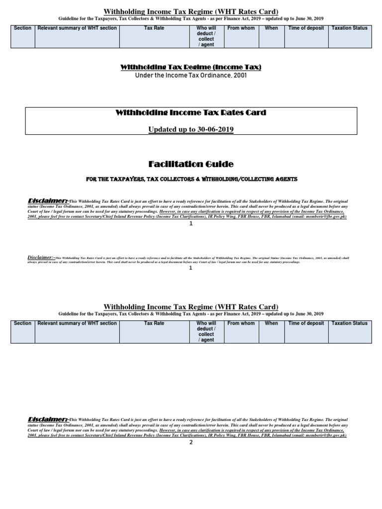 WHT Finance Act 2019 PDF | PDF | Taxation In The United States | Taxes