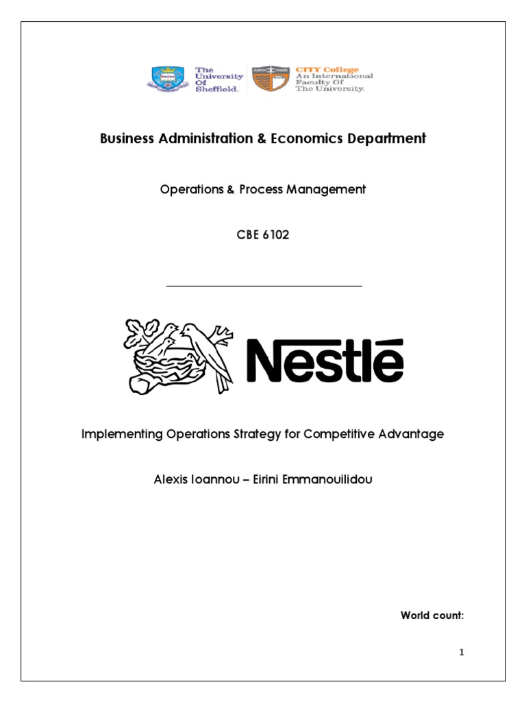 Business Administration & Economics Department: Operations & Process ...