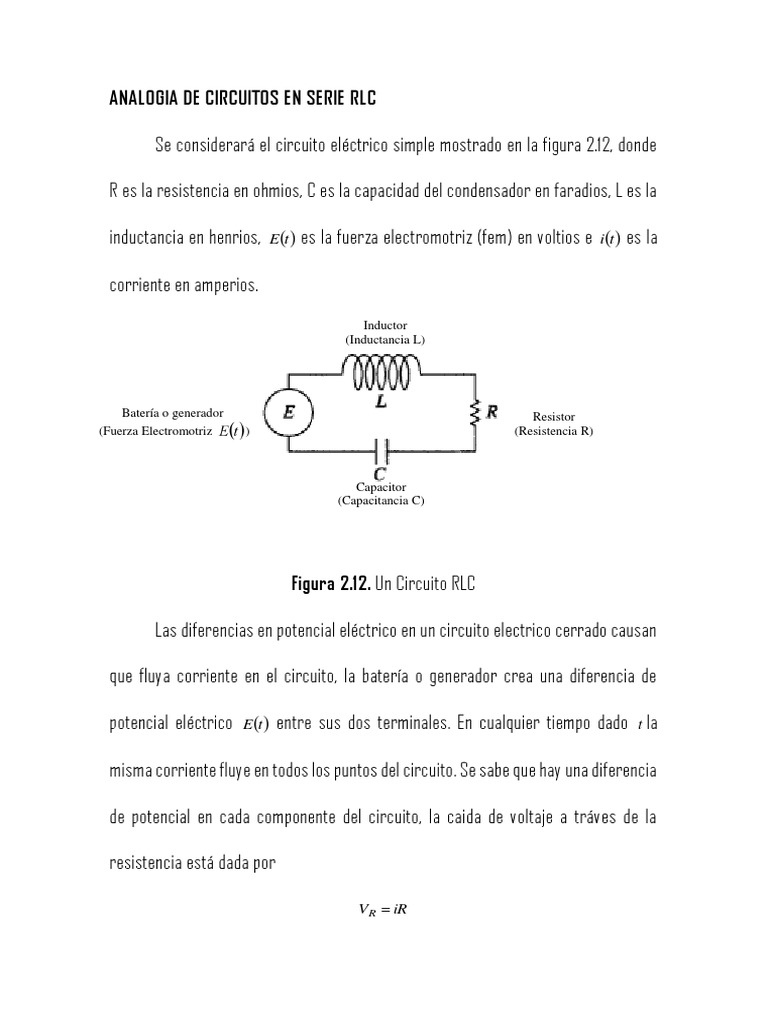 Analogia de Circuitos en Serie RLC | PDF | Condensador | Resistencia Eléctrica y Conductancia
