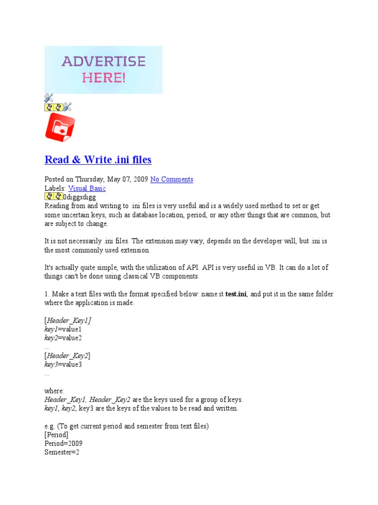 Read INI File | PDF | Computer File | Computer Science