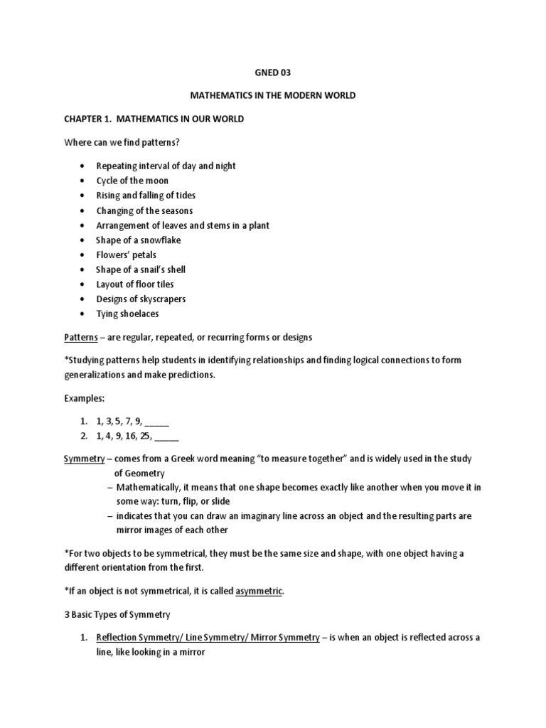 Mathematics in The Modern World | PDF | Symmetry | Pattern
