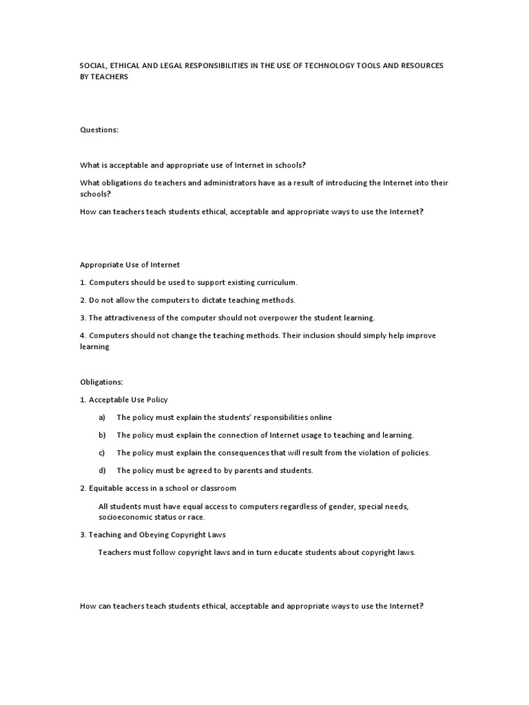Ethical Use of Technology in Education | PDF | Internet | Teaching Method