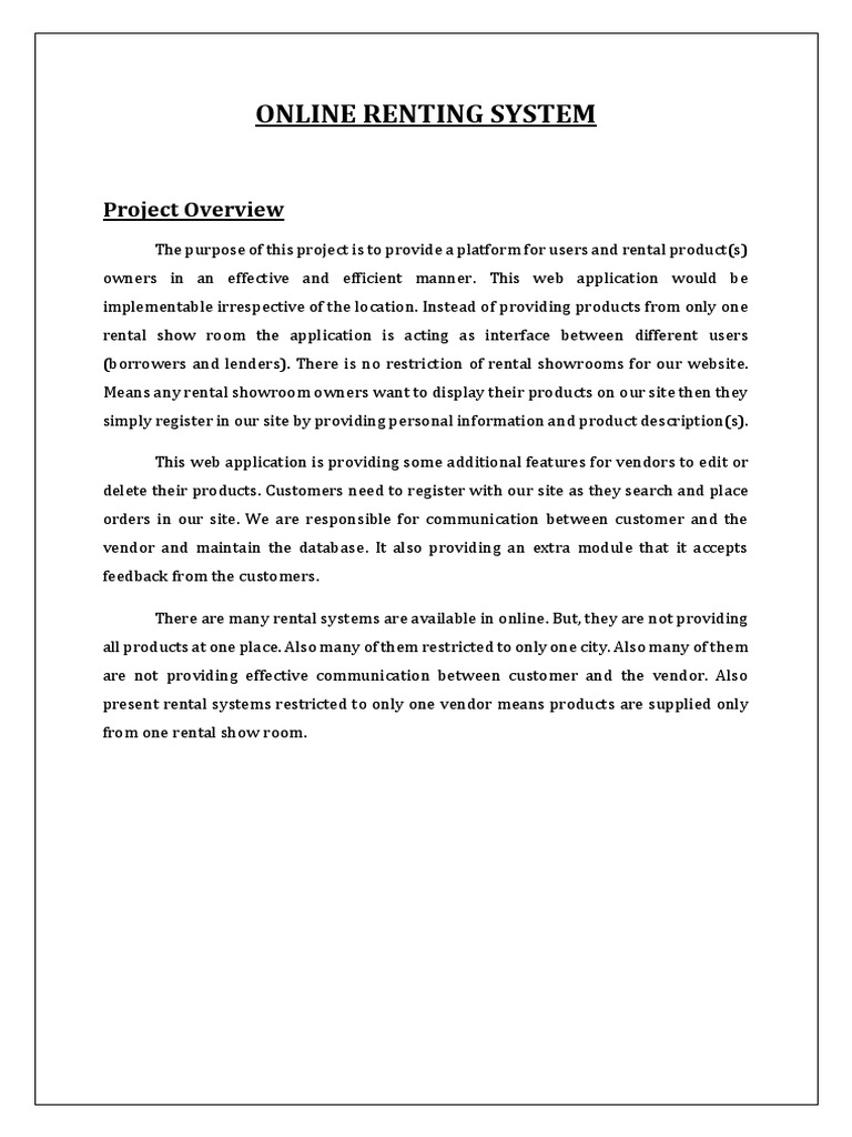 Online Renting System: Project Overview | PDF | Databases | Login
