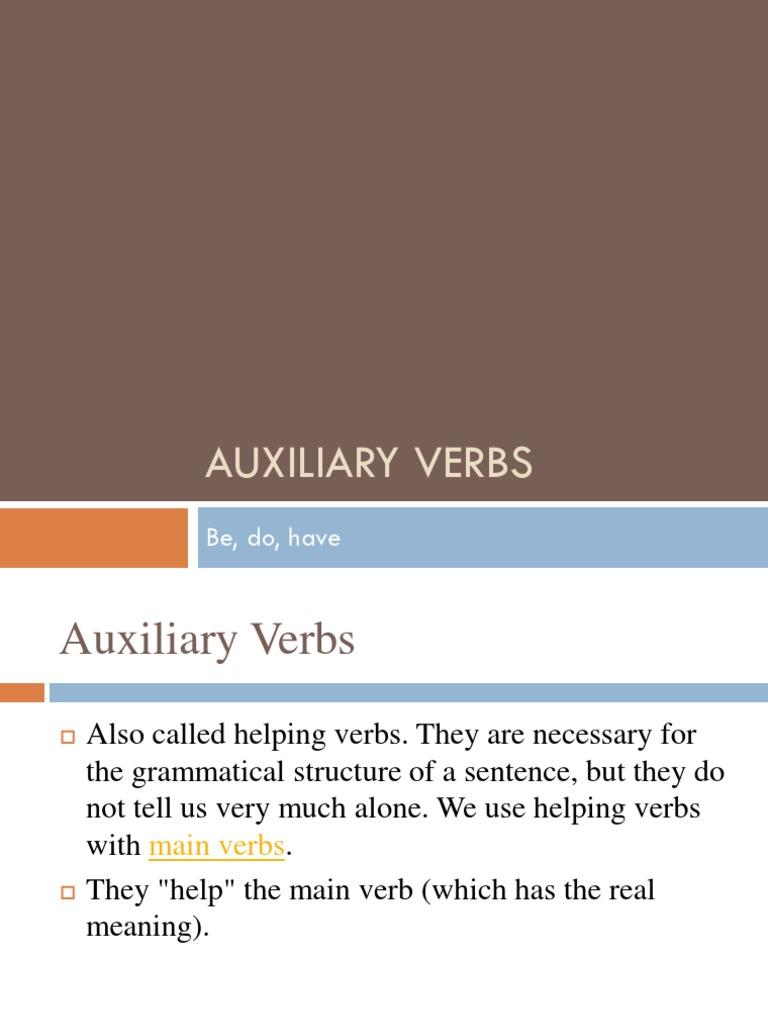 Auxiliary Verbs: Be, Do, Have | PDF | Verb | Linguistic Typology