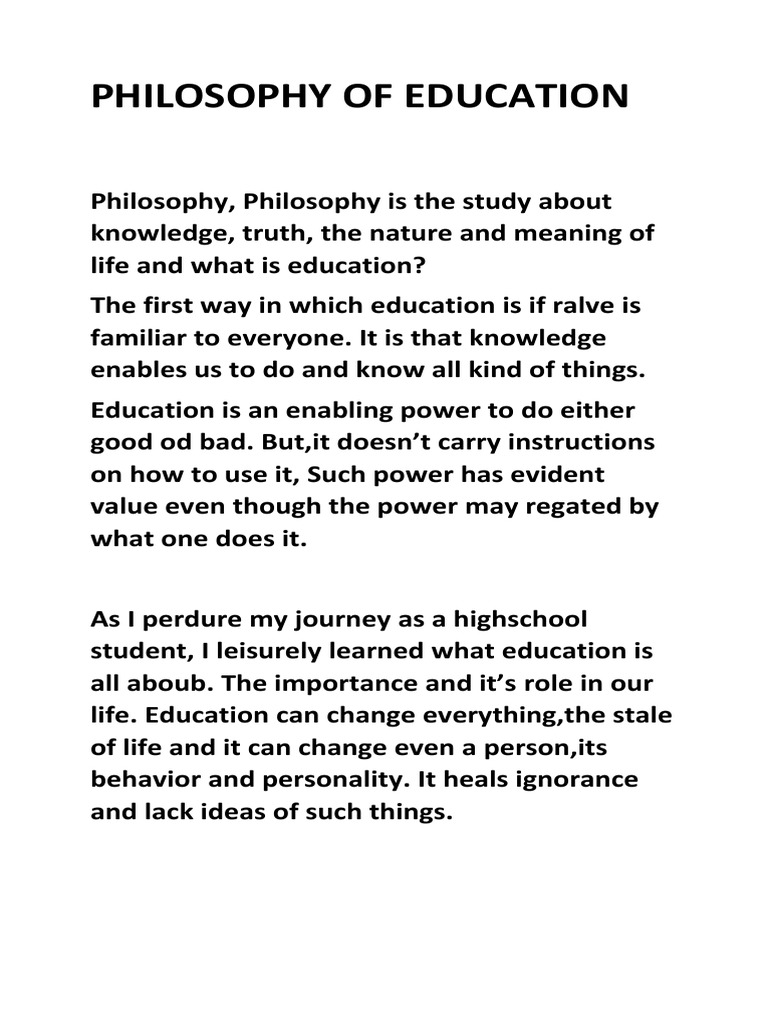 Philosophy of Education | PDF