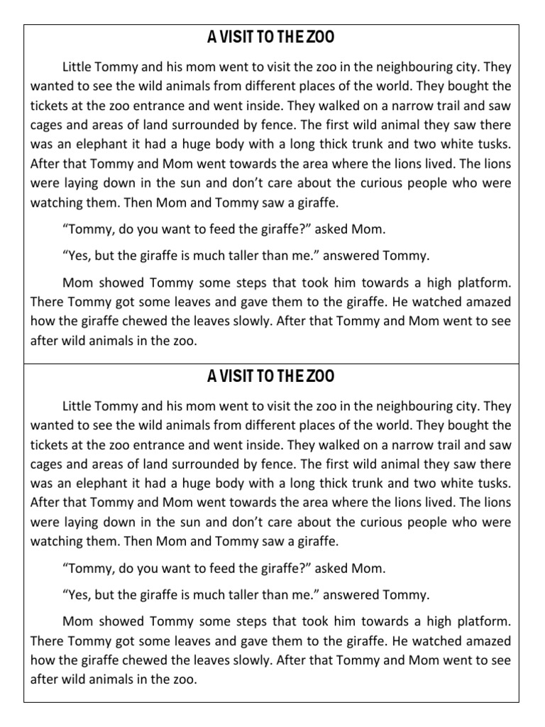 A Visit To The Zoo | PDF
