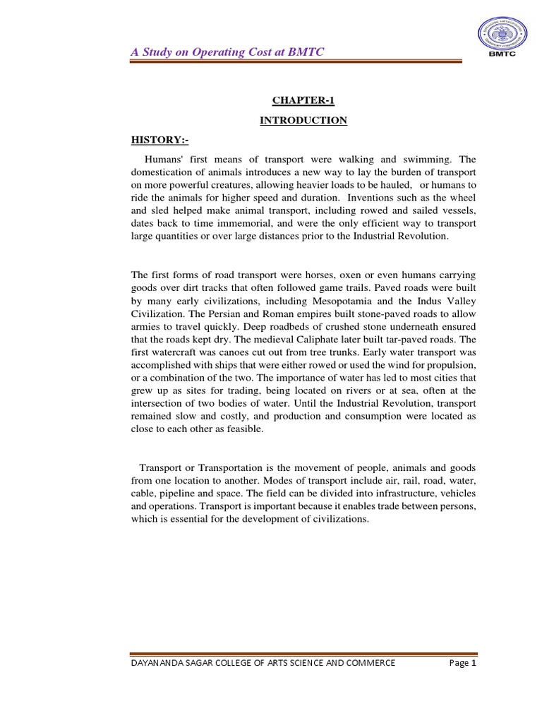BMTC Final Project | PDF | Cost Accounting | Transport