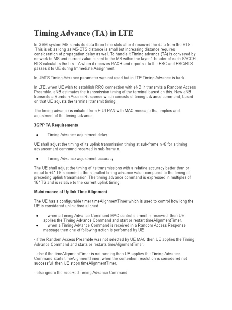 Time Advance | PDF | Computer Networking | Telecommunications Engineering