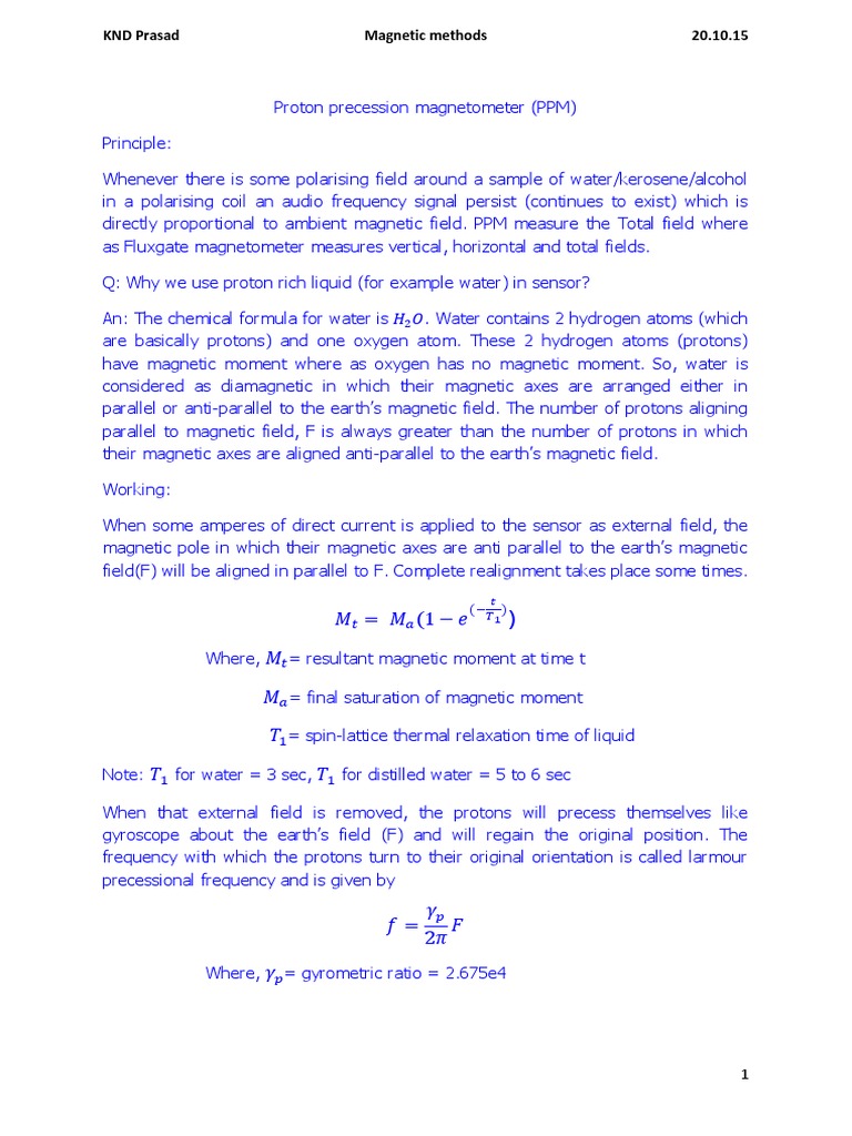 Proton Precession Magnetometer Overview | PDF | Magnetometer | Magnetic ...