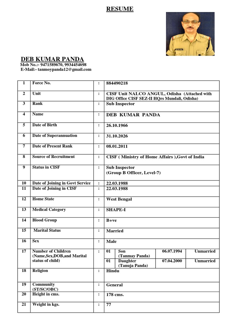 Resume: Deb Kumar Panda | PDF | Law Enforcement | Crime & Violence