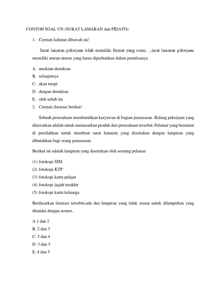 Contoh Soal Un | PDF