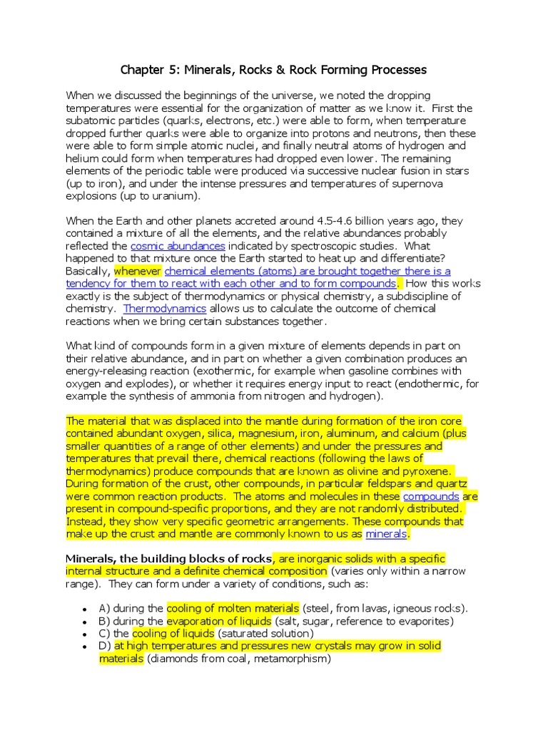 Minerals Rocks and Rock Forming Minerals | PDF | Sedimentary Rock ...