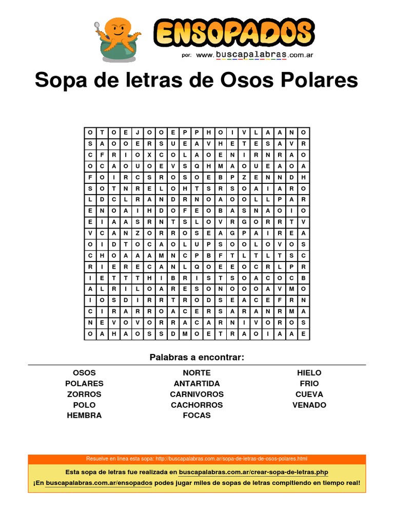 Sopa de Letras de Osos Polares PDF | PDF | Naturaleza