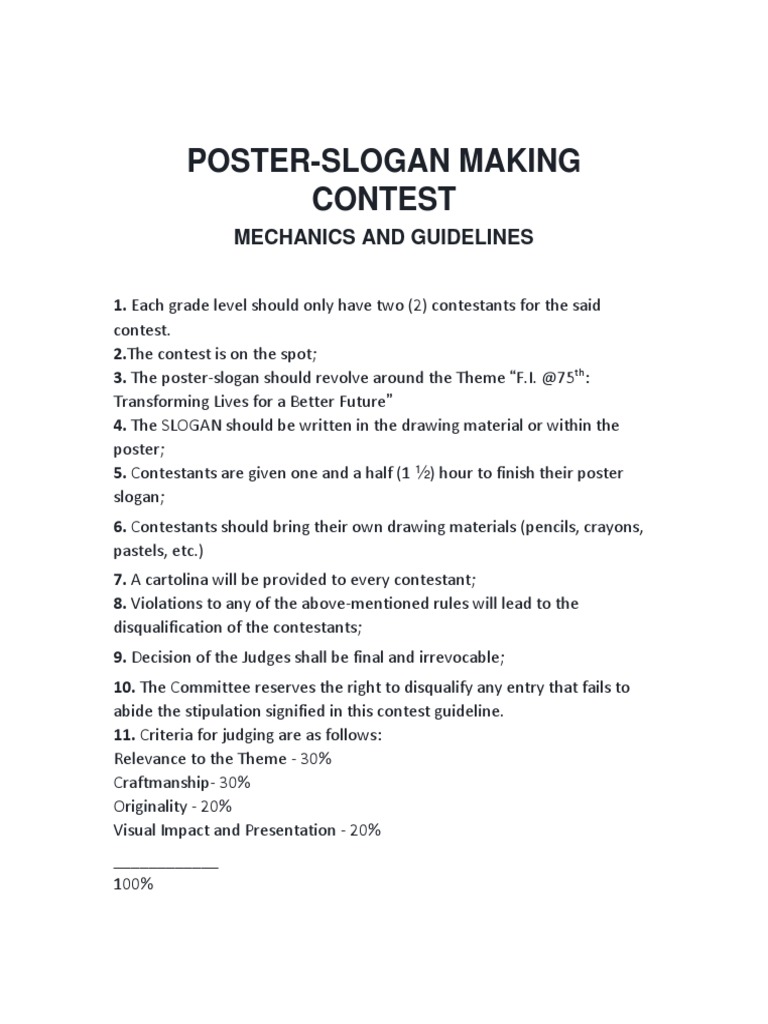 Poster-Slogan Making Contest: Mechanics and Guidelines | PDF