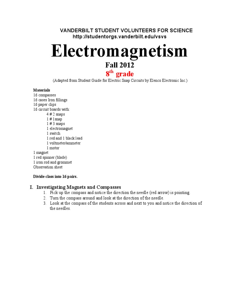 Electromagnetism 8th PDF | PDF | Compass | Electric Current