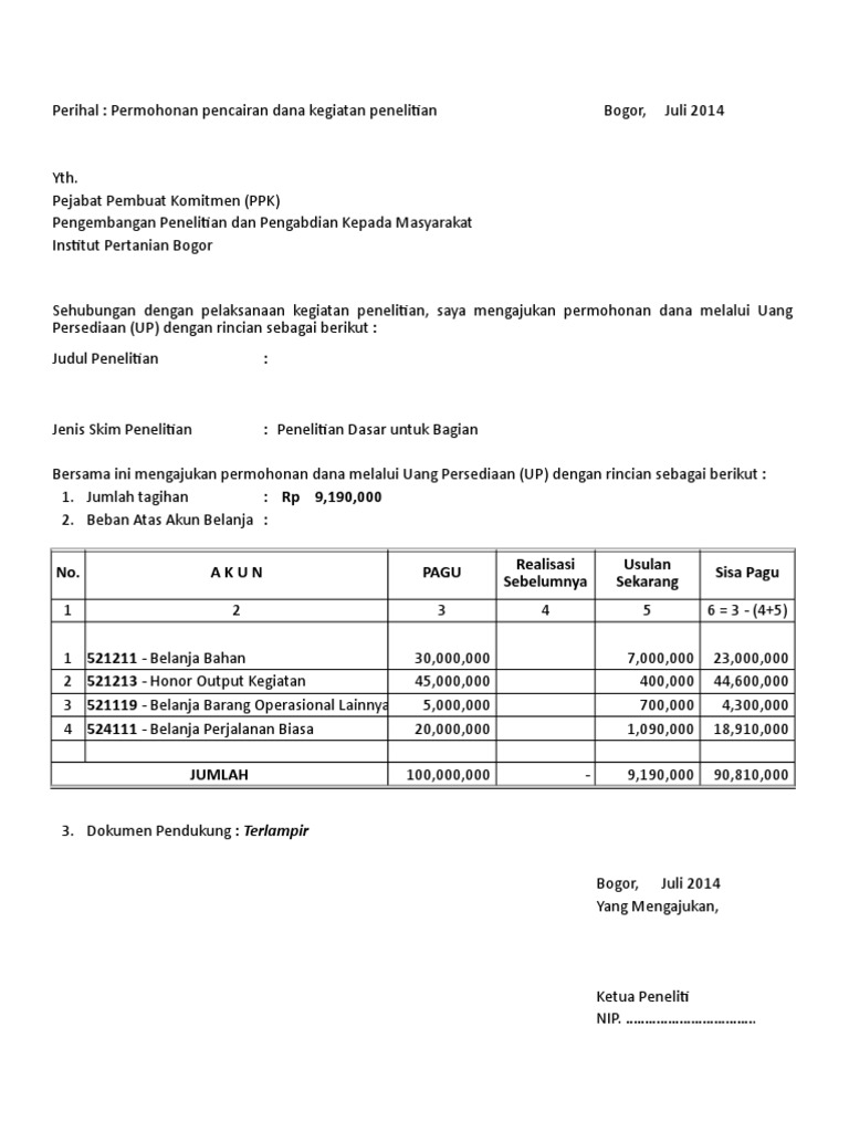 Contoh Format Kwitansi - Spby - SPTB Penelitian | PDF
