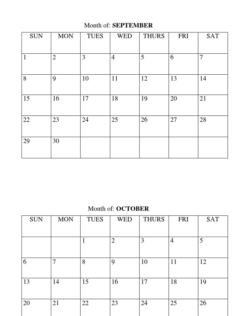 Month Of: SEPTEMBER SUN MON Tues WED Thurs FRI SAT | PDF