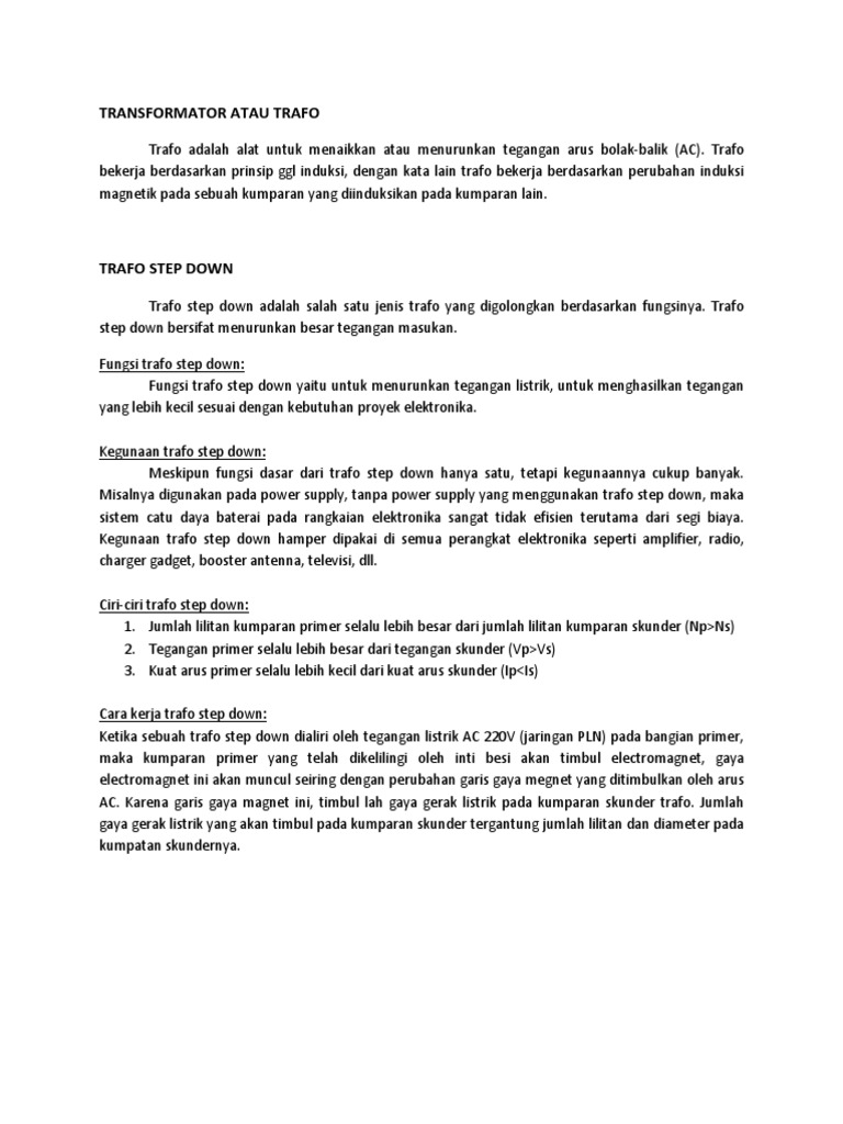 Tugas Transformator Atau Trafo | PDF