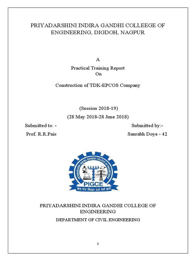 Construction of TDK-EPCOS Company: A Practical Training Report on the ...