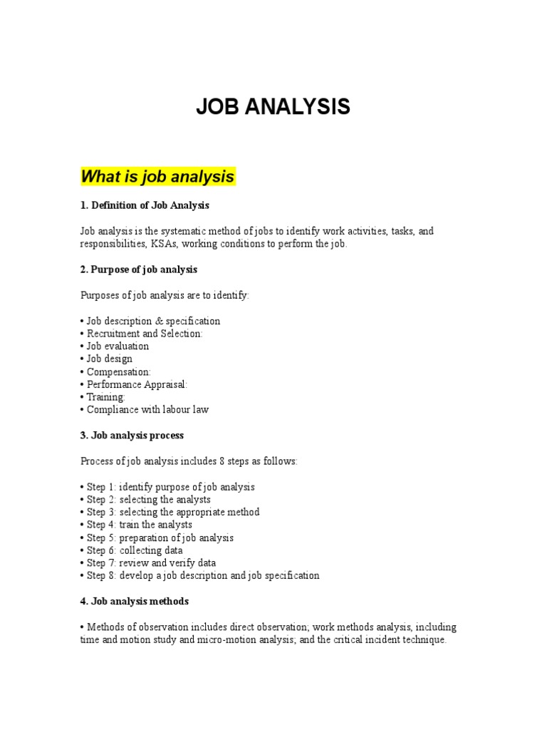 Job Analysis | PDF | Performance Appraisal | Employment