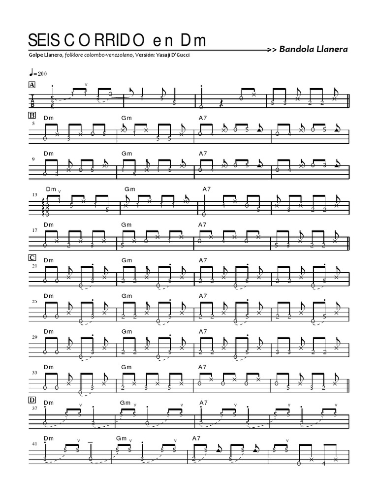 Seis Corrido DM Bandola Llanera Tab | PDF
