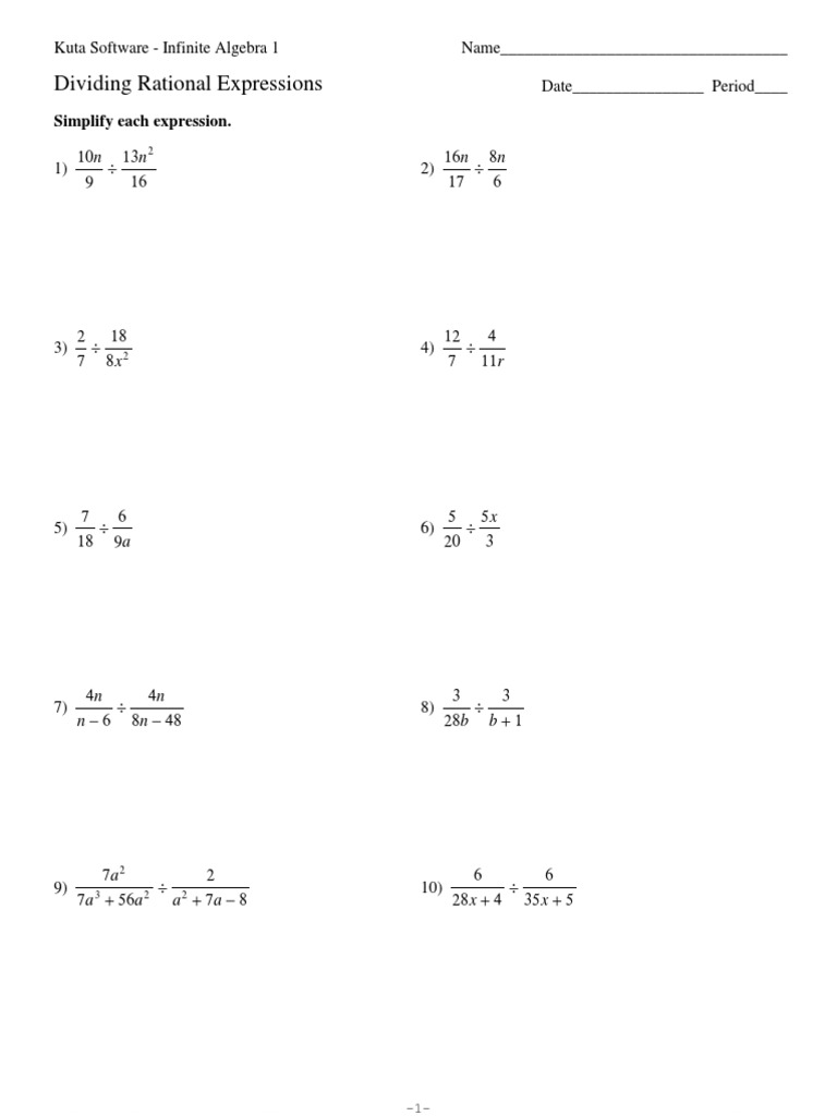Rational Equations Worksheet