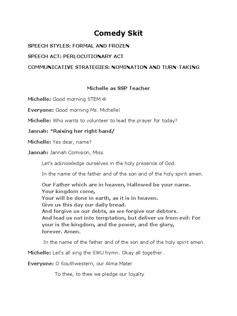 Comedy Skit | PDF | Lord's Prayer | Religious Belief And Doctrine