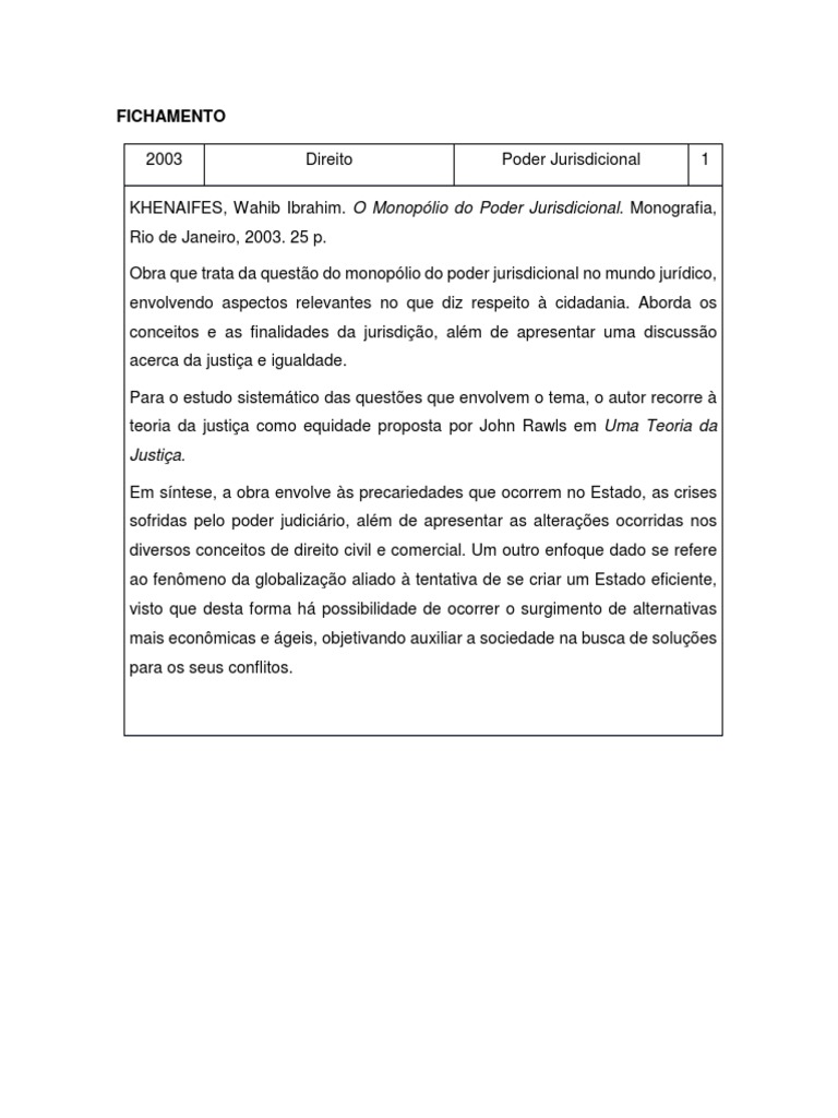 Modelo de Fichamento Pronto | PDF
