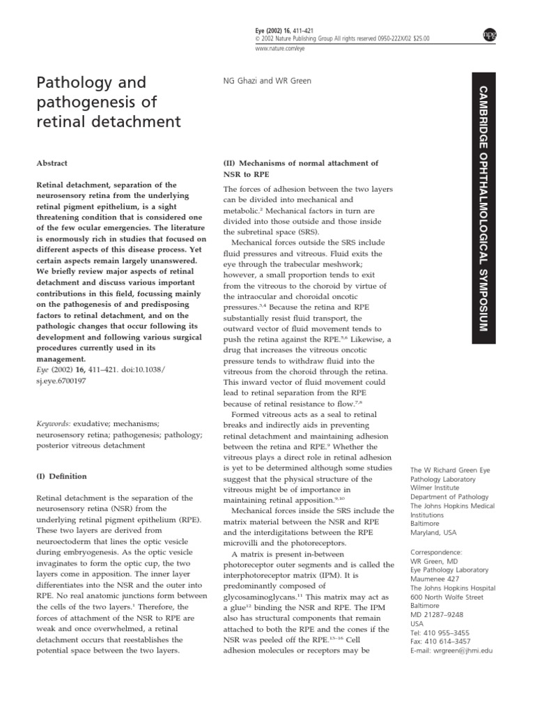 Pathogenesis of Retinal Detachment PDF | PDF | Retina | Eye