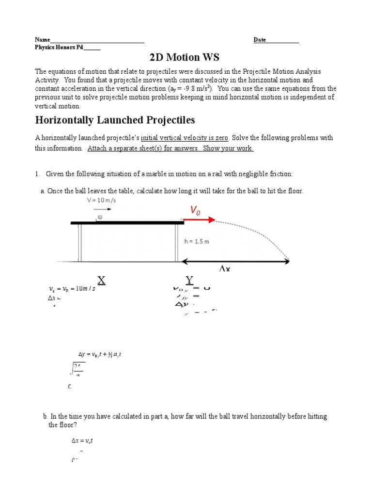 Projectile motion equations guide horizontally launched objects | PDF | Projectiles | Mechanics