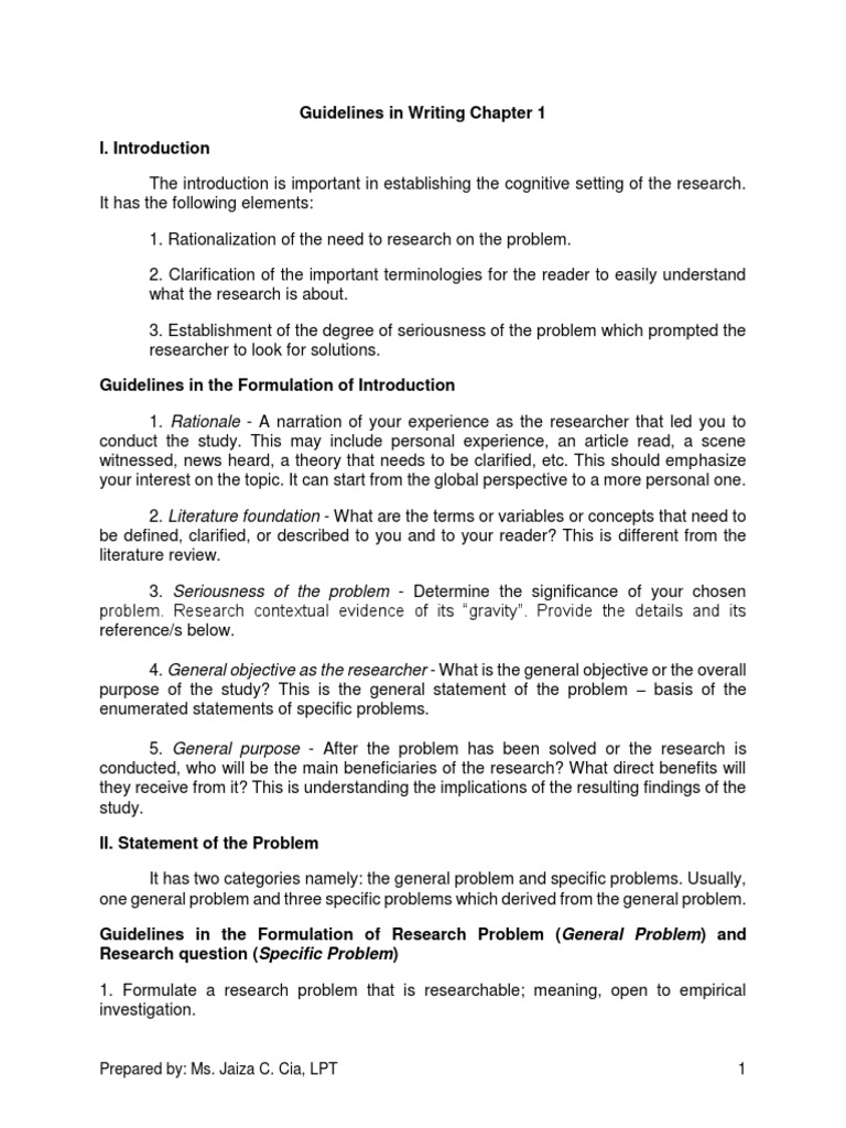 Guidelines in Writing Chapter 1 - Genyo | PDF | Educational Assessment ...