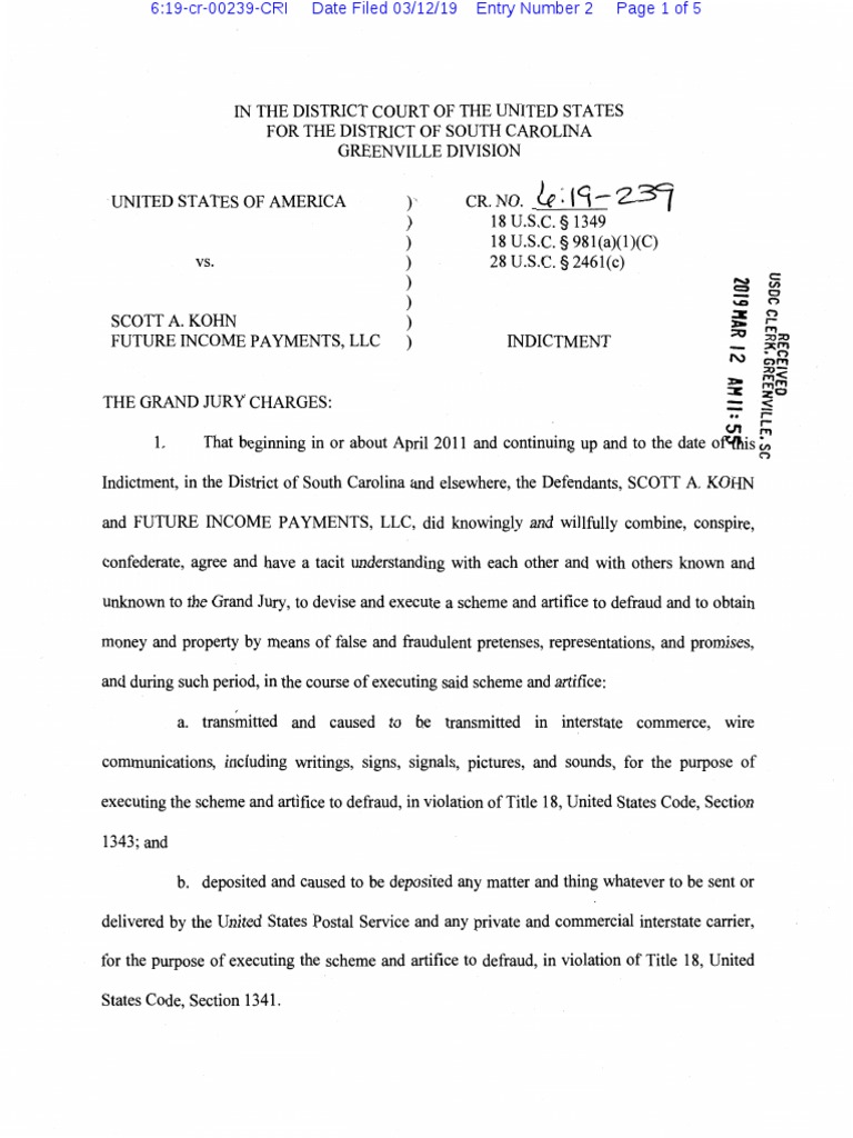 Scott Kohn Indictment | PDF | Finance & Money Management