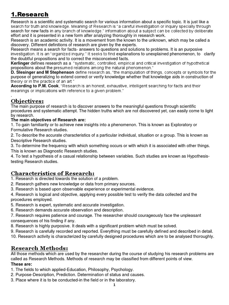 1.research: Objectives | PDF | Hypothesis | Scientific Method