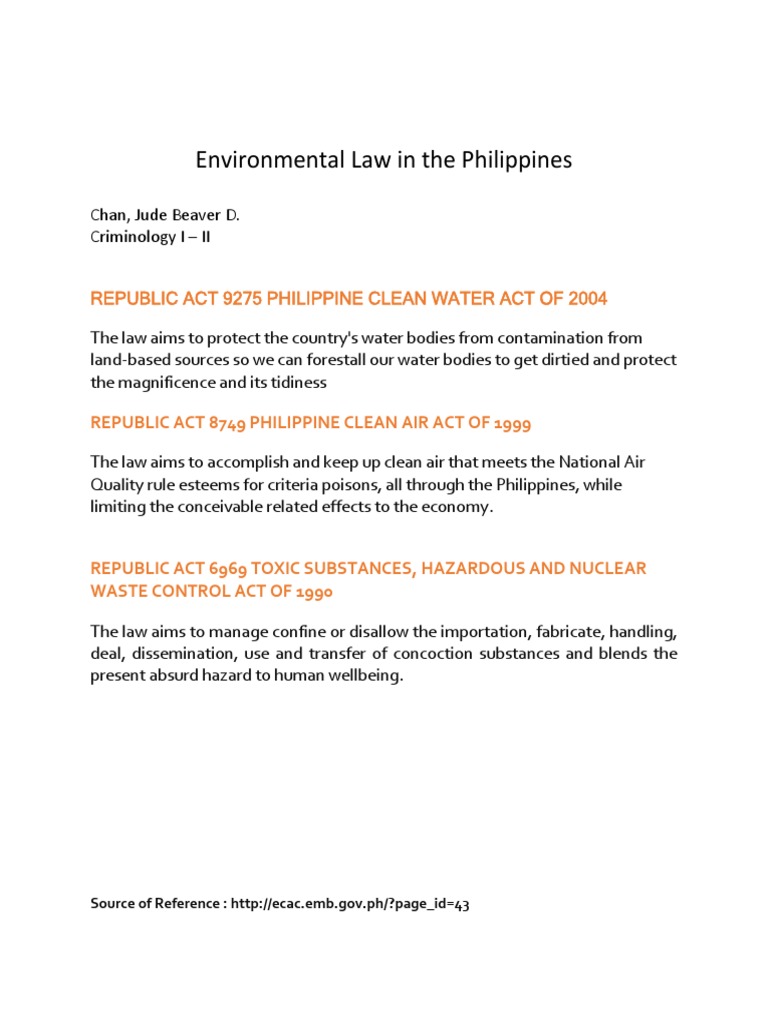 Environmental Law in The Philippines | PDF