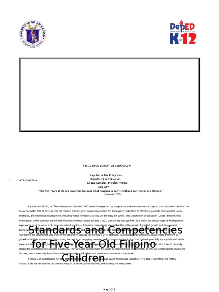 Kinder Curriculum Guide | PDF | Kindergarten | Learning