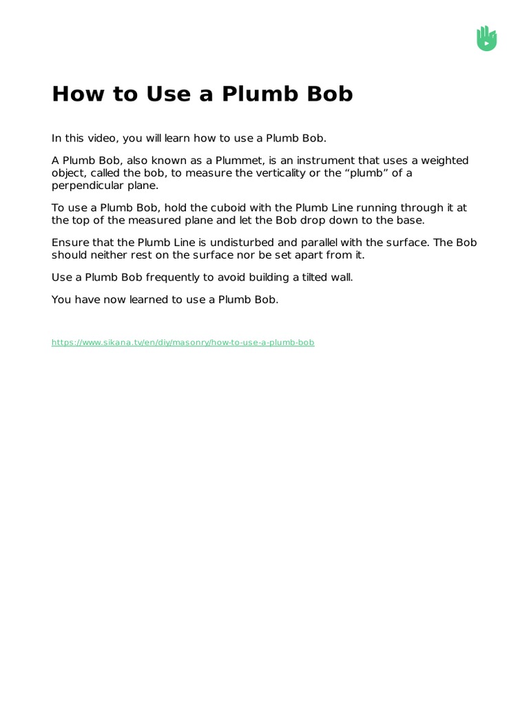 How To Use A Plumb Line
