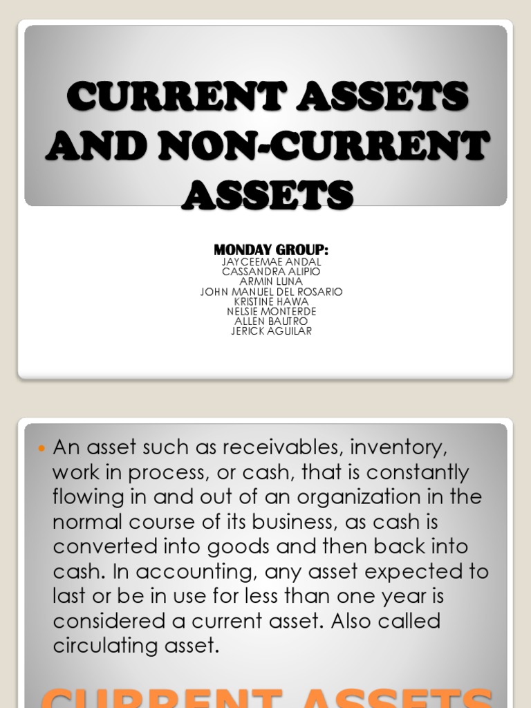 Current Assets and Non-Current Assets: Monday Group | PDF | Debits And ...