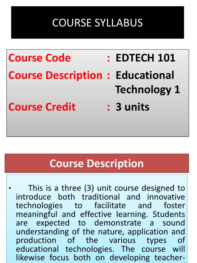 Course Syllabus: Course Code: Course Description: Course Credit | PDF ...