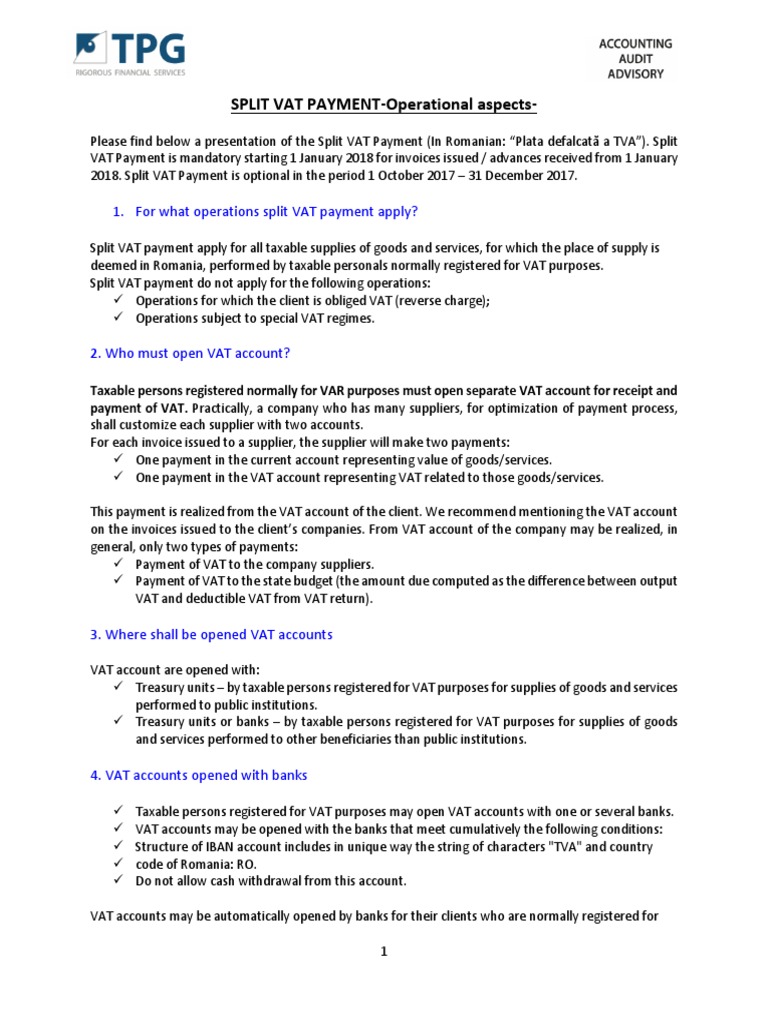 An Overview of Romania's Mandatory Split VAT Payment System ...