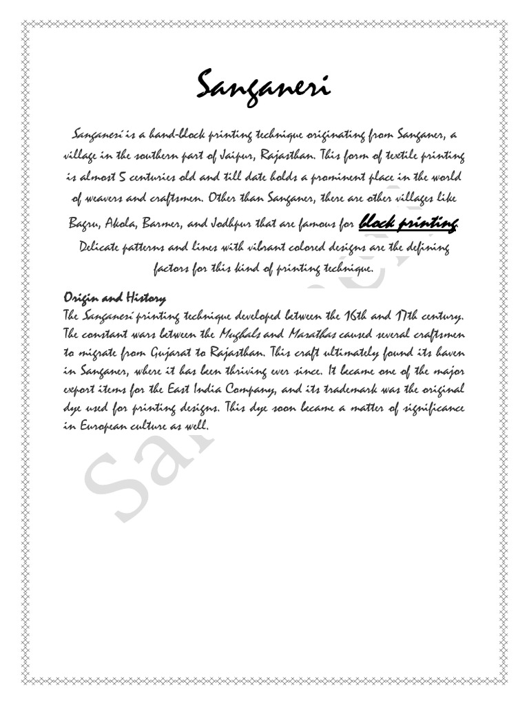 Sanganeri: Block Printing | Download Free PDF | Textiles | Printing