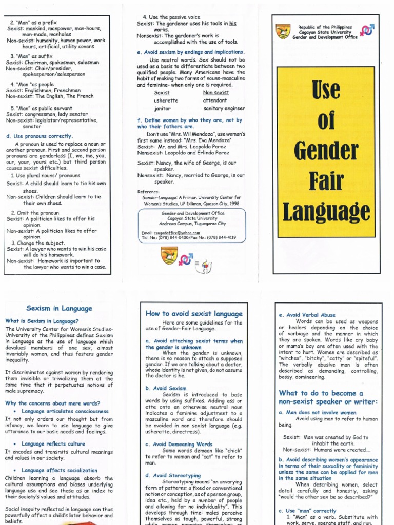 Use of Gender Fair Language | PDF